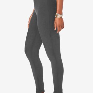 Roaman's Women's Plus Size Petite Ankle-Length Essential Stretch Legging - 1X, Heather Charcoal