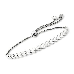 ross-simons italian sterling silver heart-link bolo bracelet