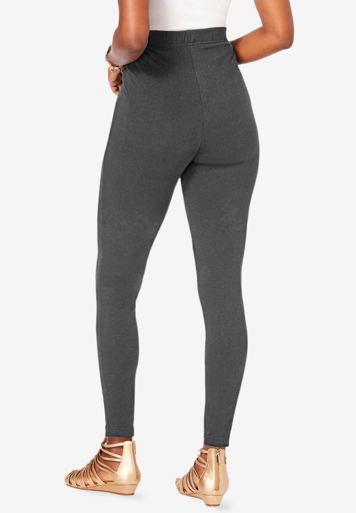 Roaman's Women's Plus Size Petite Ankle-Length Essential Stretch Legging - 1X, Heather Charcoal