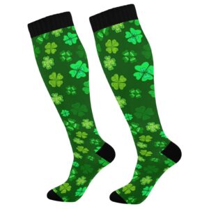 wusikd patrick green clover compression socks for women and men circulation shamrock long socks for athletic running 1