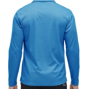 Rdruko Men's Outdoor Sport Performance Polo Long Sleeve Pullover with Pocket(Blue, US XXL)