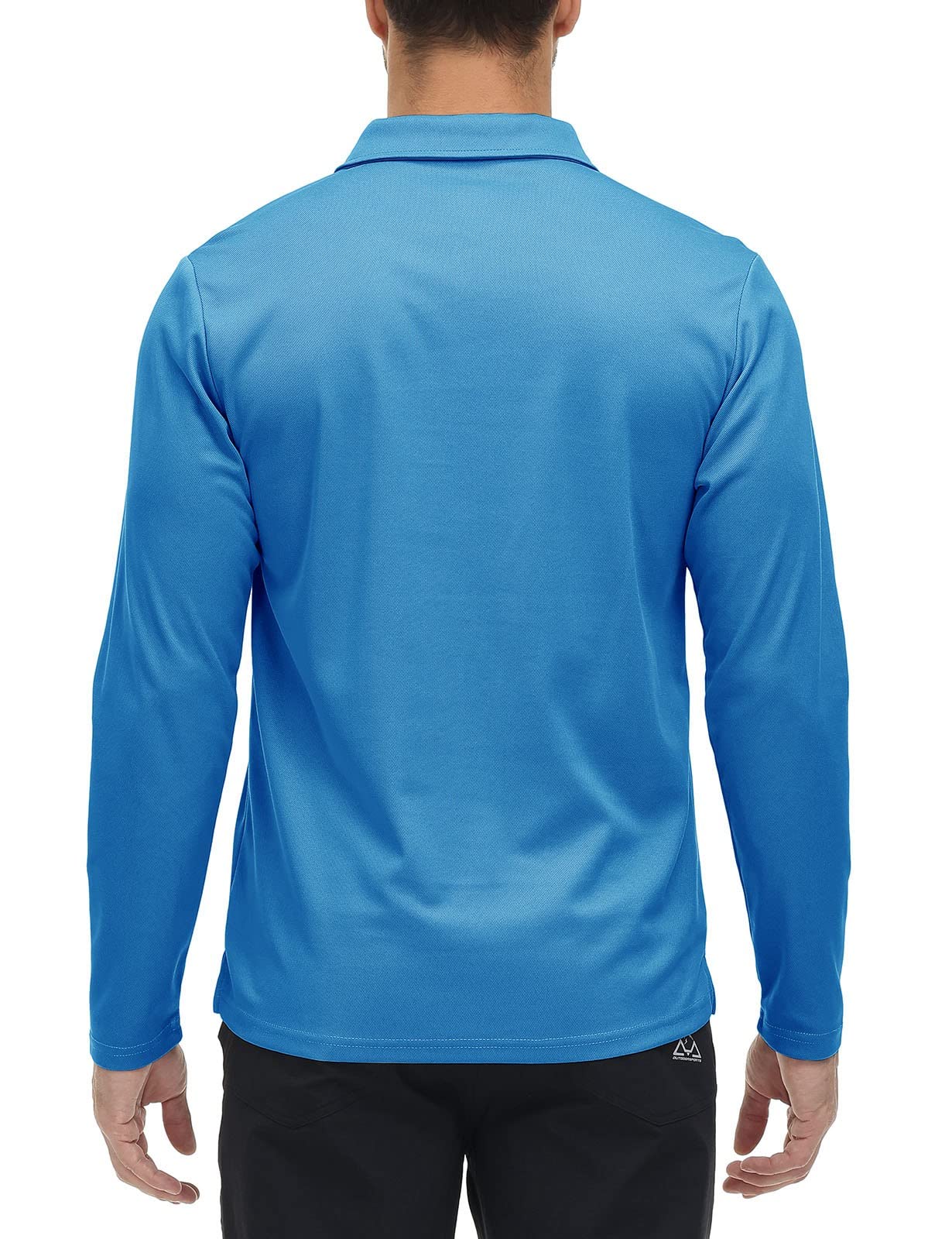 Rdruko Men's Outdoor Sport Performance Polo Long Sleeve Pullover with Pocket(Blue, US XXL)