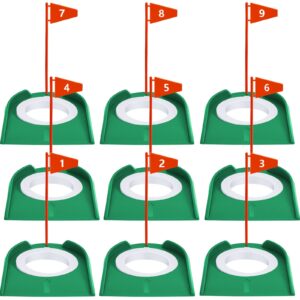 sotiff 9 pack golf putting cup and flag plastic golf hole training aids golf training putters for indoor outdoor men women office backyard garage accessories(red)