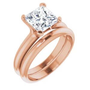 2 ct princess cut engagement ring set for women moissanite rings solitaire promise 925 silver 10k/14k/18k solid rose gold bridal ring set (4.5)