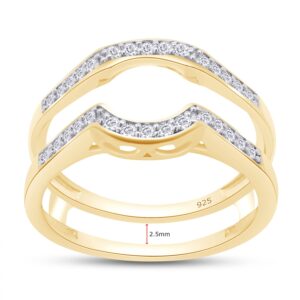 SAVEARTH DIAMONDS 1/4 ct t.w Round Cut Lab Created Moissanite Diamond Wedding Band Enhancer Guard Ring For Women In 14K Yellow Gold Over Sterling Silver(VVS1 Clarity 0.25 Cttw)-6