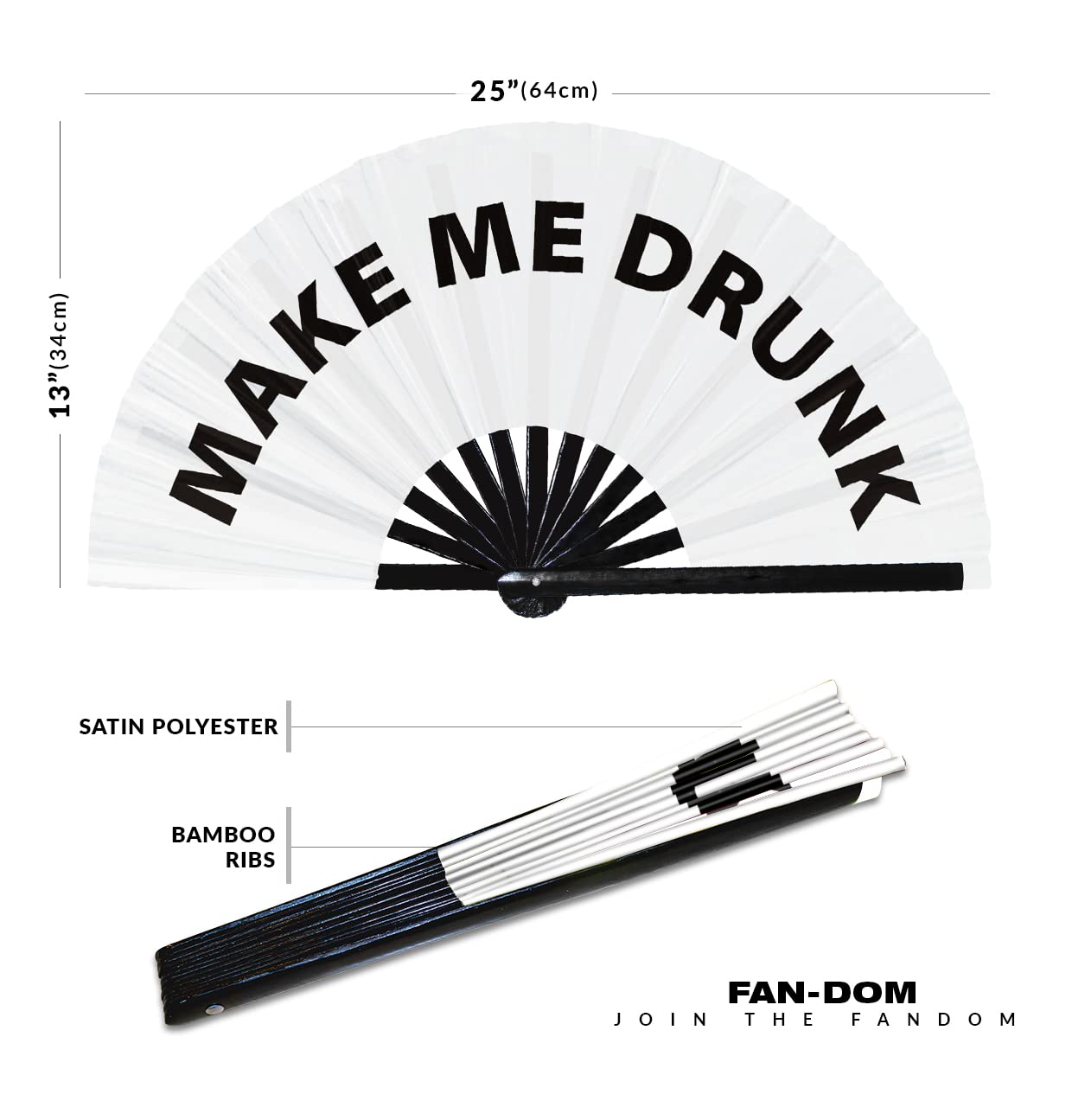 Make Me Drunk hand fan foldable bamboo circuit hand fan funny gag slang words expressions statement gifts Festival accessories Rave handheld Circuit event fan Clack fans (White)