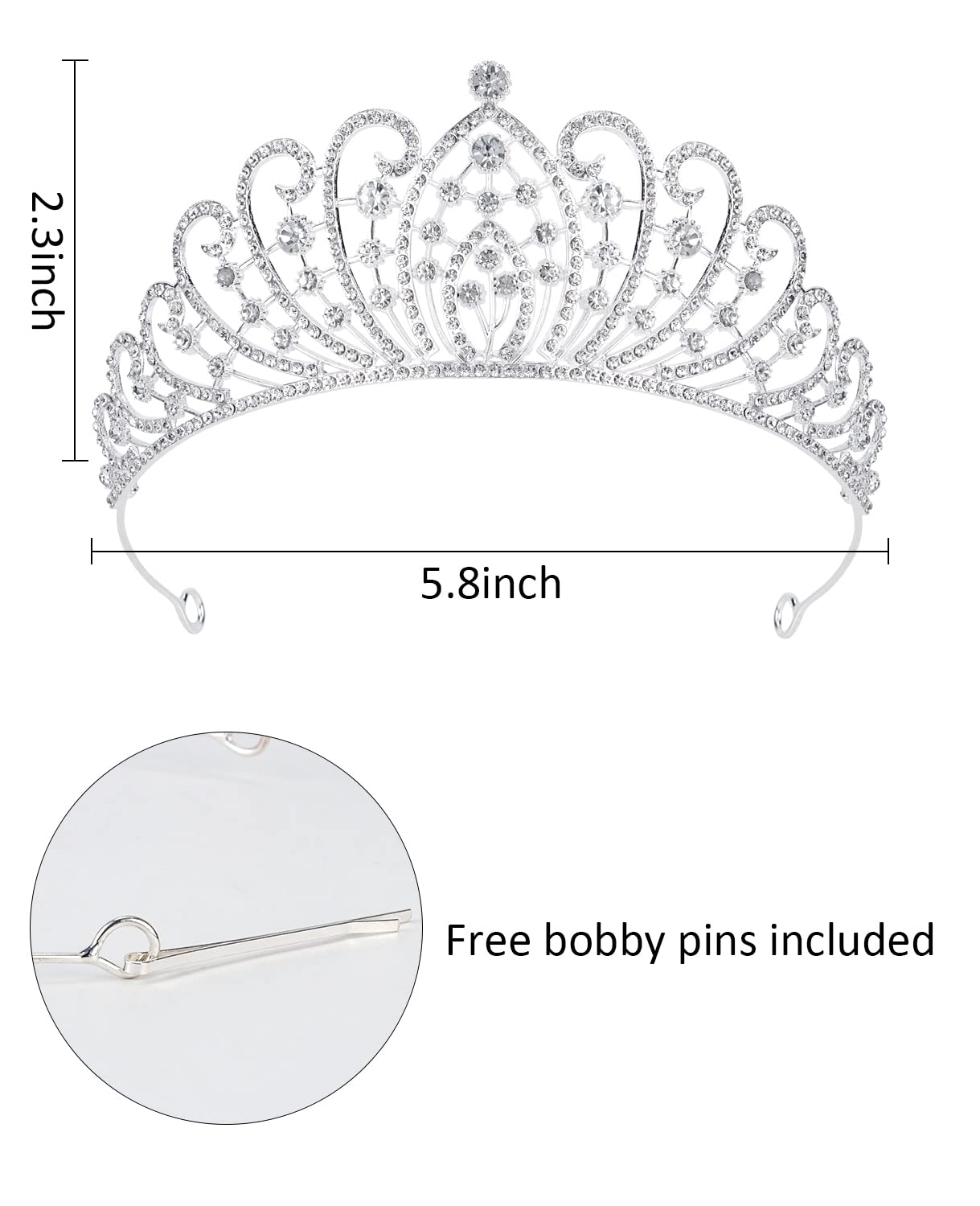 Wecoe Birthday Crown for Women Silver Crown Queen Crown Princess Crown Halloween Costume Hair Accessories Girl Tiaras and Crowns Happy Birthday Decorations Gifts for Women