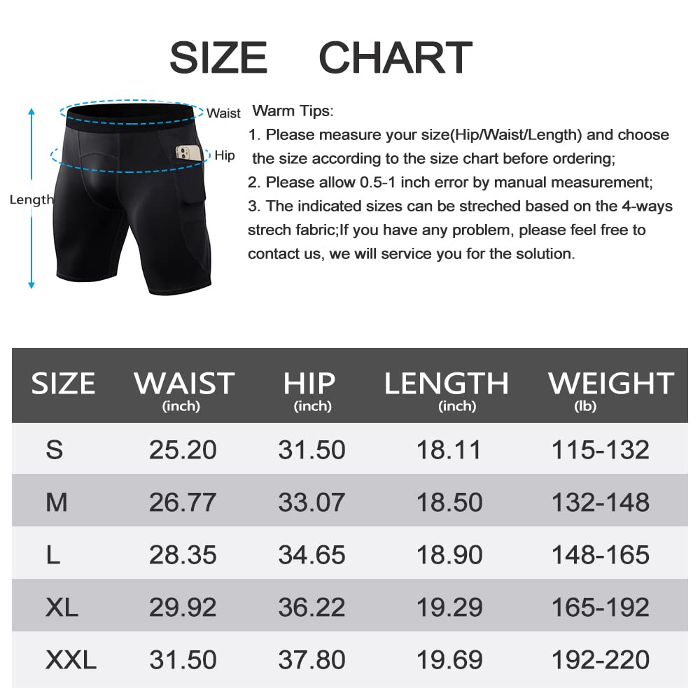 CARGFM Compression Shorts for Men Underwear Performance Shorts Athletic Workout Basketball Tights Baselayer Shorts Black