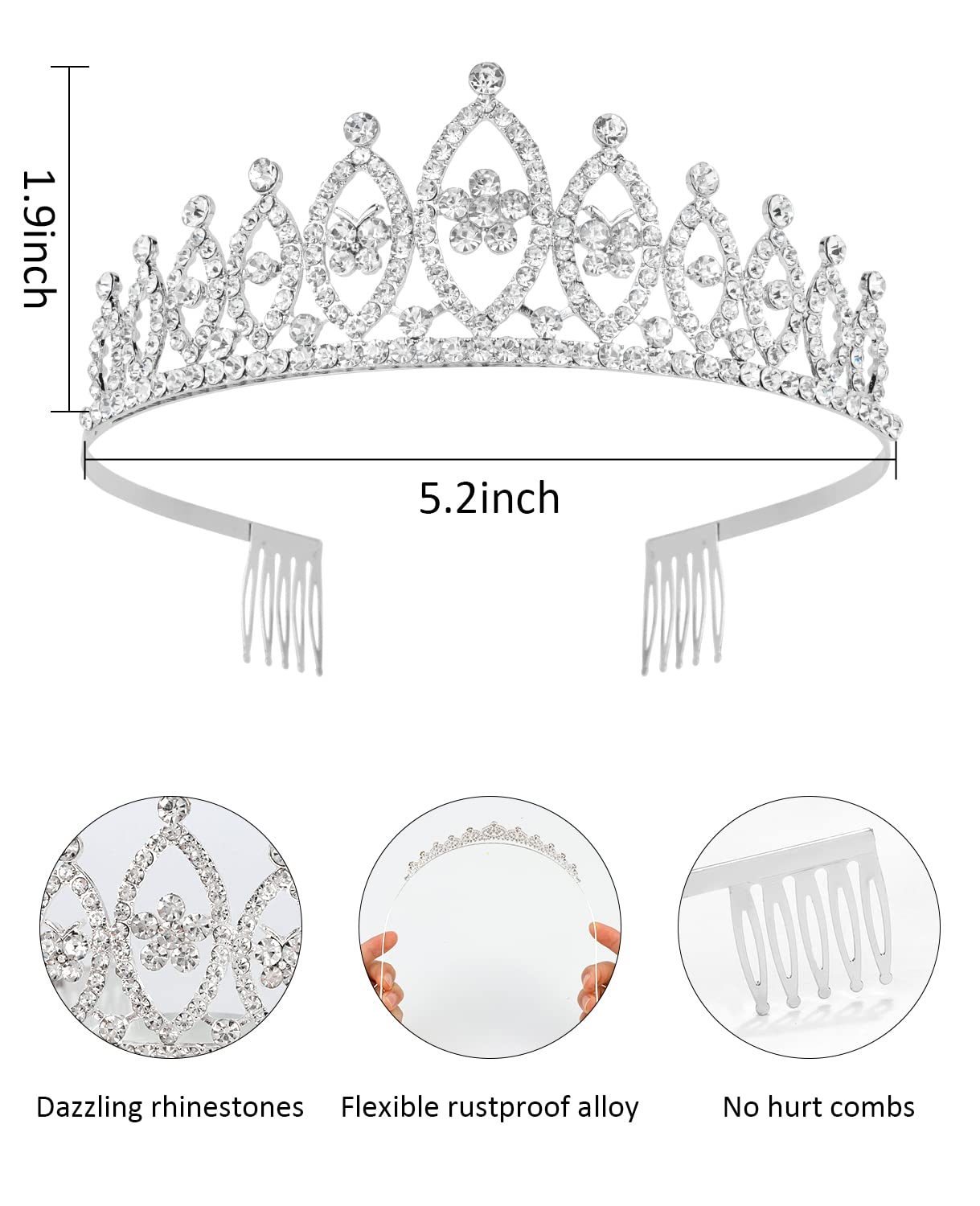 Wecoe Silver Crown for Women Birthday Girls Tiaras and Crowns Princess Queen Crown Wedding Hair Accessories for Brides 21st 16th 50th 40th 30th 60th Happy Birthday Decorations Gifts for Women