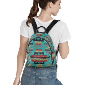 Wideasale Aztec Geometric Backpack Purse for Women Fashion Ethnic Style Mini Daypack Navtive American Inca Maya Navajo Tribal Travel College Shoulder Bags