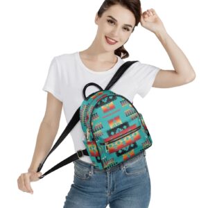 Wideasale Aztec Geometric Backpack Purse for Women Fashion Ethnic Style Mini Daypack Navtive American Inca Maya Navajo Tribal Travel College Shoulder Bags