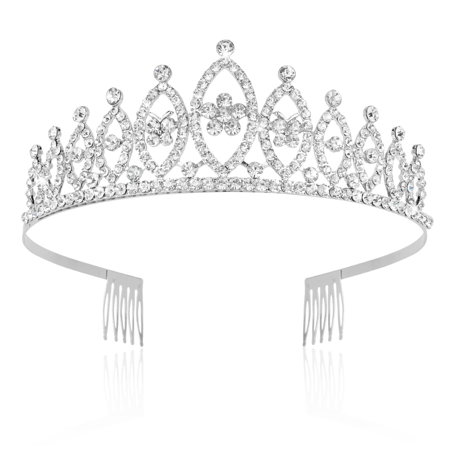 Wecoe Silver Crown for Women Birthday Girls Tiaras and Crowns Princess Queen Crown Wedding Hair Accessories for Brides 21st 16th 50th 40th 30th 60th Happy Birthday Decorations Gifts for Women