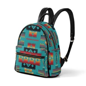 Wideasale Aztec Geometric Backpack Purse for Women Fashion Ethnic Style Mini Daypack Navtive American Inca Maya Navajo Tribal Travel College Shoulder Bags