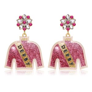 derby riding suit earrings crystal glitter derby earrings kentucky derby race horse suit drop dangle earrings for women