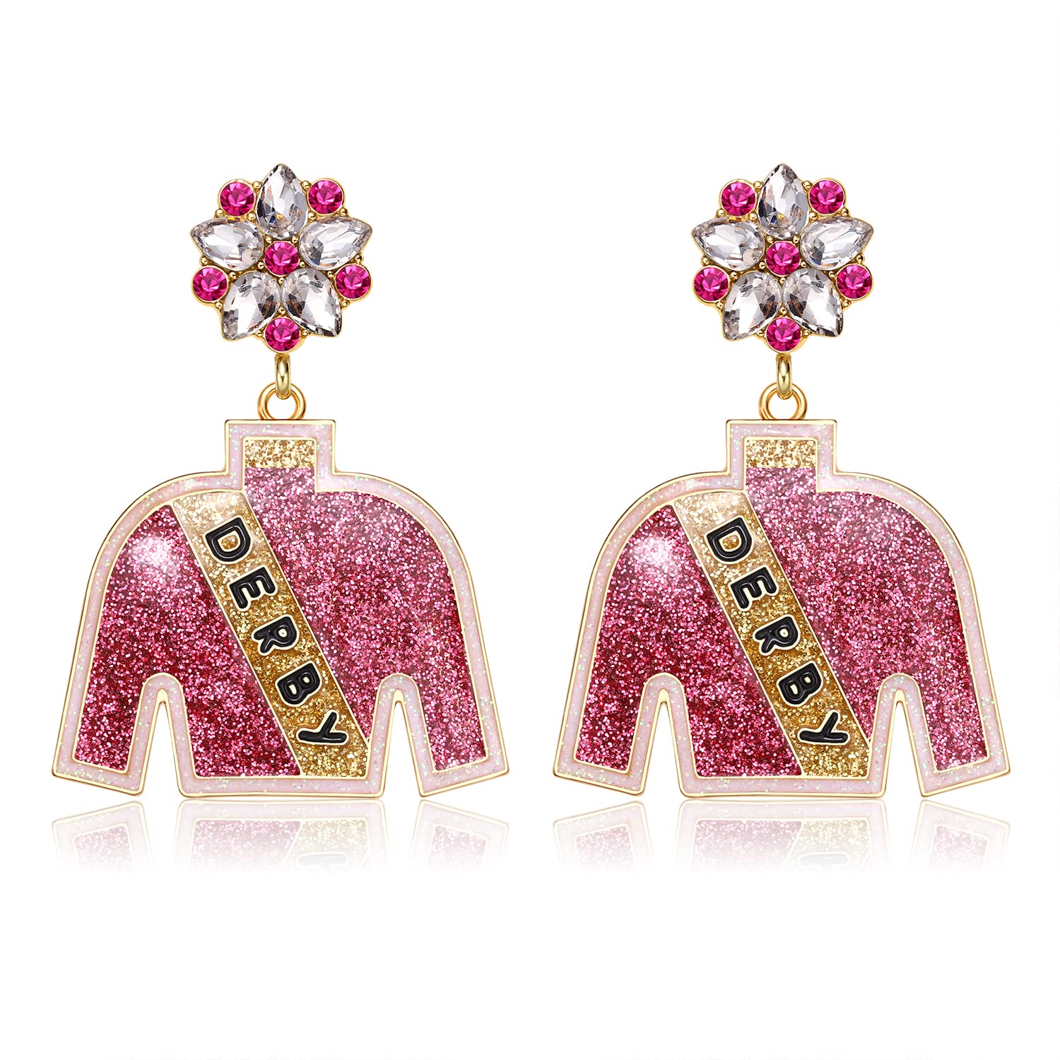 Derby Riding Suit Earrings Crystal Glitter Derby Earrings Kentucky Derby Race Horse Suit Drop Dangle Earrings for Women