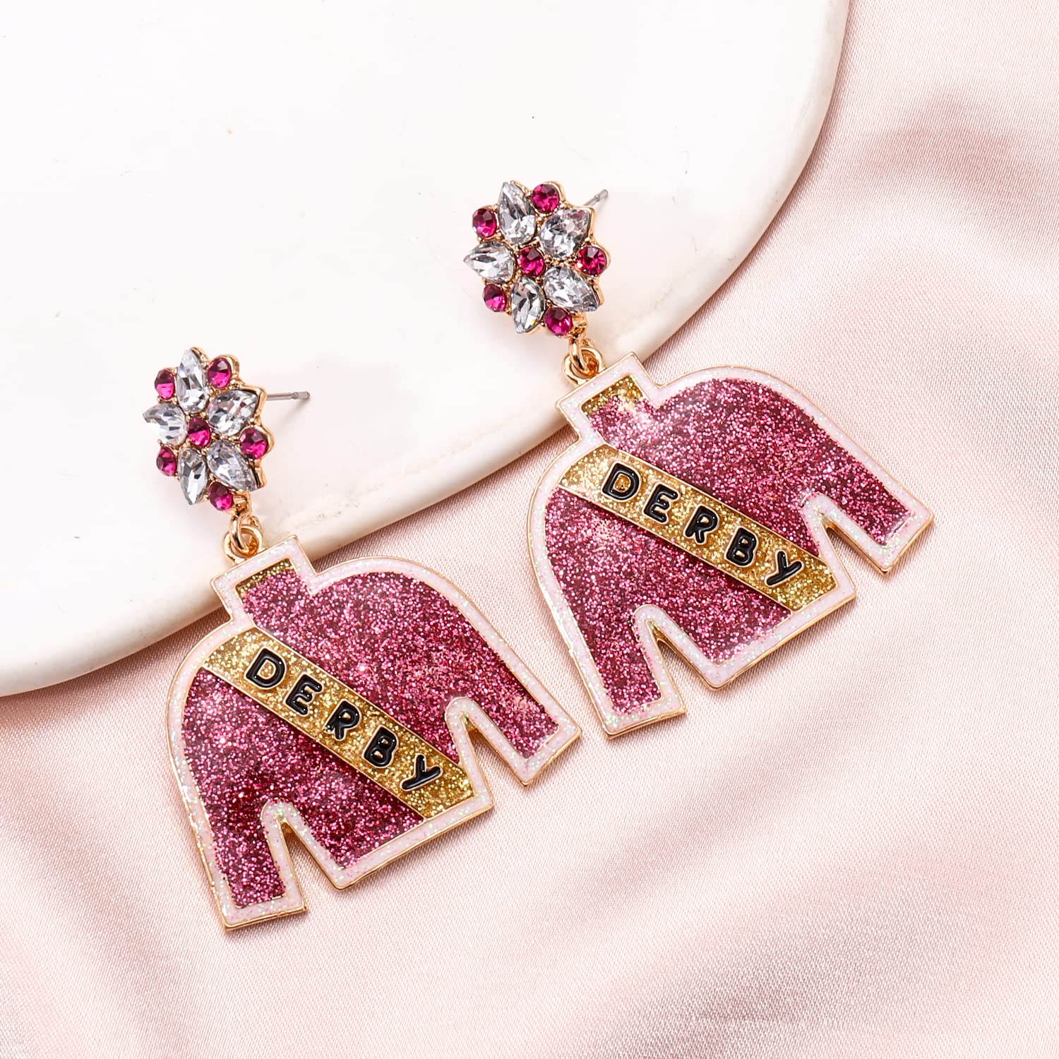 Derby Riding Suit Earrings Crystal Glitter Derby Earrings Kentucky Derby Race Horse Suit Drop Dangle Earrings for Women