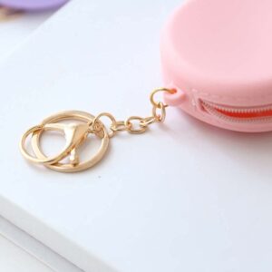 Coin Purse Keychain, Silicone Wallet Keyring Kawaii Headset Bag Round Change Pouch Bag Lovely Bag Pendant Kid Gift(O,Orange)