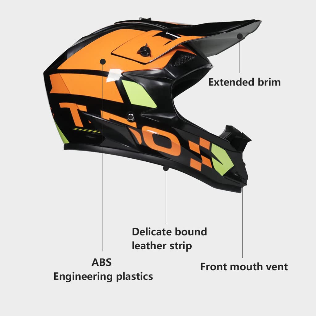 Motocross Helmet Set Adults Dirt Bike Helmet DOT/ECE Approved Outdoor Off-Road Mountain Motorcycle Full Face Helmet for Dirt Bikes, ATV, MTB, Four Wheeler and Racing Protective Helmet -N-Large