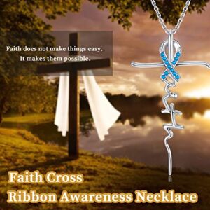 JUSTKIDSTOY Faith Necklace for Women 925 Sterling Silver Cross Pendant Necklace December Birthstone Necklace Christian Religious Jewelry Gifts