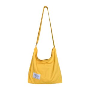 women's retro canvas messenger bag, large size shoulder bag handbag large capacity hobo bags (yellow)