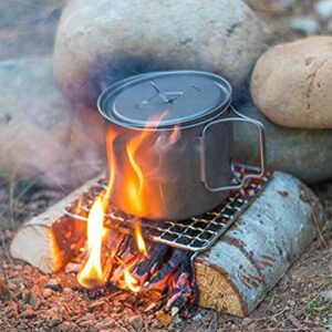 2Peices Backpacker Bushcraft Grill Grate Stainless Steel BBQ Cooking Grill Mesh Campfire Grill Square Round for Camping, Backpacking, Hunting Fishing