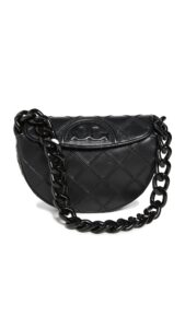 tory burch women's fleming soft mini crescent bag, black, one size