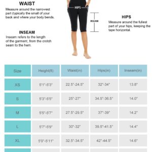 BALEAF Women's Capri Leggings with Pockets Knee Length Capris Yoga Workout Exercise Capri Pants for Casual Summer Black M