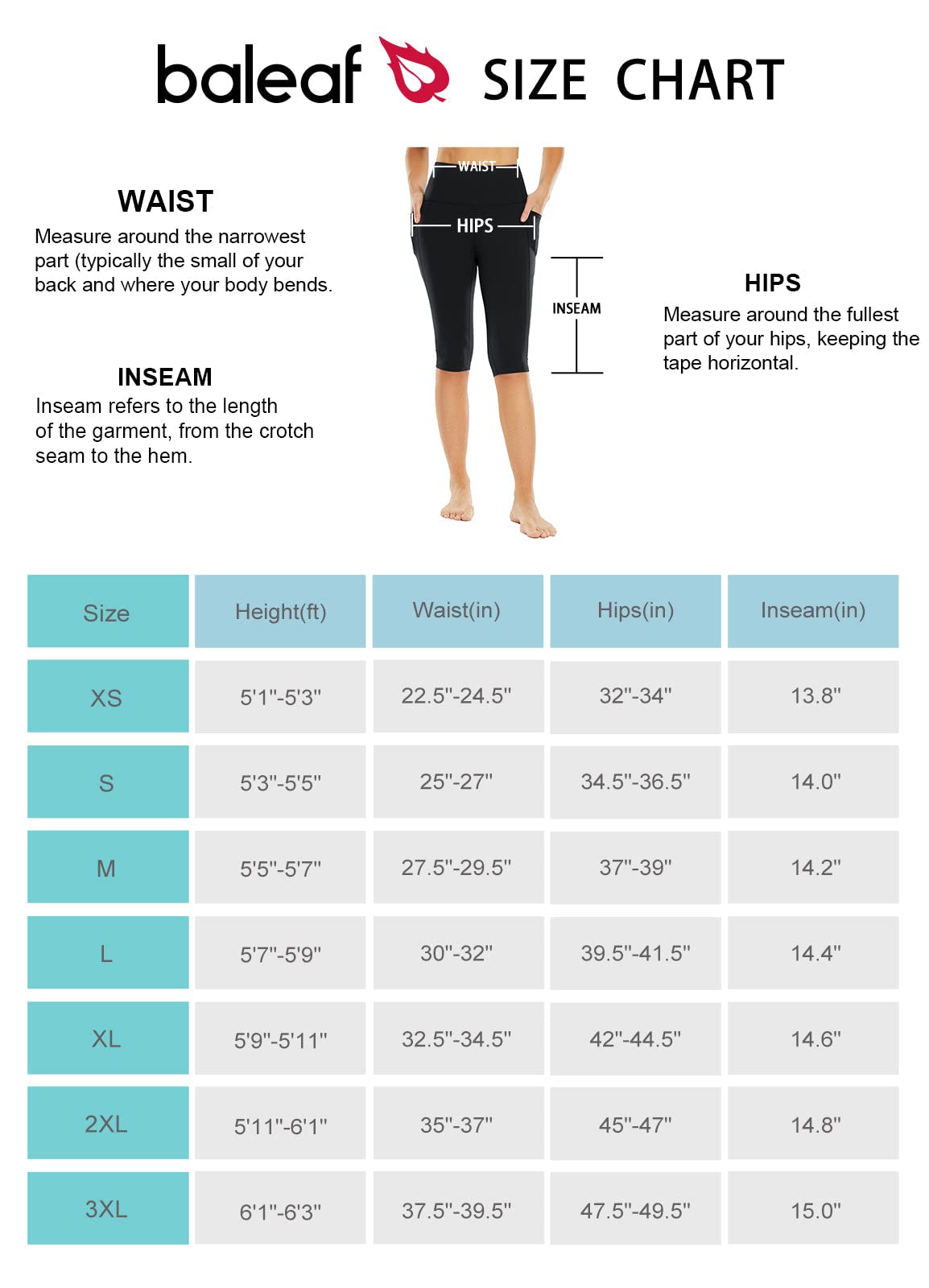 BALEAF Women's Capri Leggings with Pockets Knee Length Capris Yoga Workout Exercise Capri Pants for Casual Summer Black M