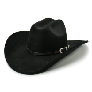 fluffy sense. cowboy hat for women and men with shapeable wide brim - felt cowboy hat cattleman western hats for cowboys and cowgirls (as1, alpha, m, l, raven black)