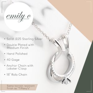 Emily C Original Patented Ring Holder Necklace,s925 Sterling Silver Necklace Ring Holder,Women & Men Wedding Ring Holder Necklace,Women & Men Engagement Ring Necklace Holder, st, Cubic Zirconia