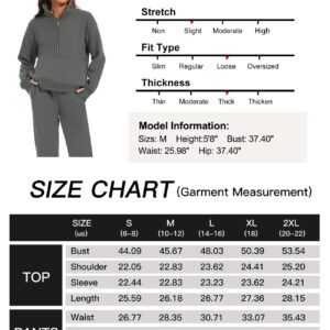 Flygo Womens Fleece 2 Piece Outfits Sweatsuit Half Zip Pullover Sweatshirt Joggers Pants Tracksuit Set (Darkgrey-M)