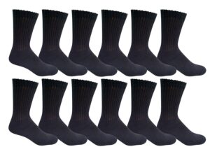 diamond star 6 pairs men's cotton crew socks moisture control work socks multipack 6-12 (black)