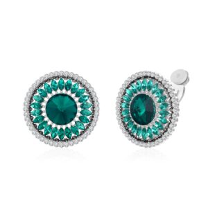 clip on earrings for women cz round clip on earrings women champagne vintage clip on stud earrings non pierced hypoallergenic big clip earrings jewelry gifts for women(emerald)