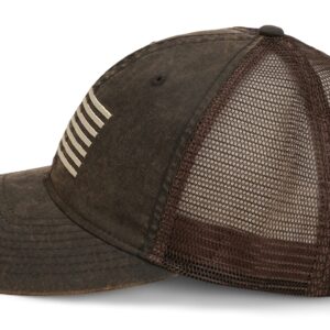 Paramount Outdoors Waxed Cloth American Flag Hat Mesh Back Brown American Flag Baseball Cap Snapback (Brown Wax Cloth)