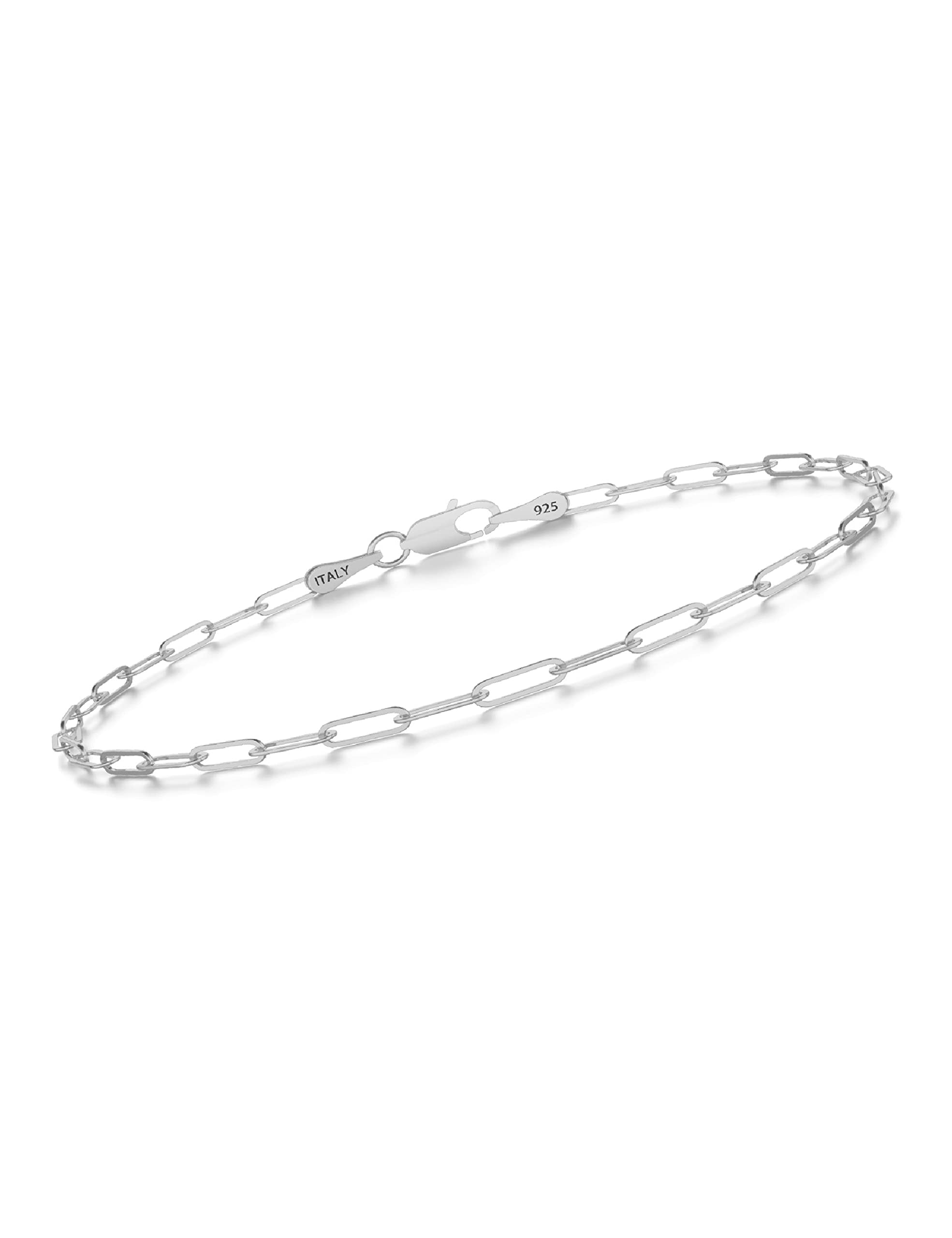 925 Sterling Silver Paperclip Chain Bracelet 4mm Silver Bracelet for Women Men Silver Bracelet 6.5-9 Inches (Silver 4mm, 7)