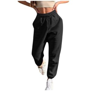 petyczen womens sweatpants casual cinch bottom elastic high waist baggy sweat pants drawstring athletic joggers lounge pants trousers with pockets for running yoga workout(e-black,x-large)