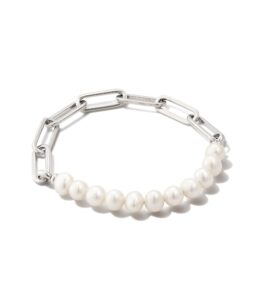 kendra scott ashton half chain bracelet silver white pearl one size