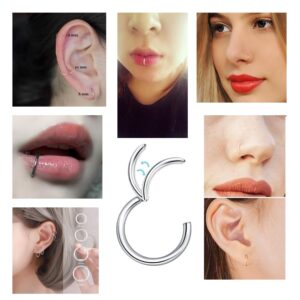 Nose Rings Hoop 316L Stainless Steel Hinged Earrings Rings Hoop 20G 18G 16G Septum Hypoallergenic Nose Ring set Helix Ring Daith Ring Body Piercing Jewelry 4PCS6mm 8mm 10mm 12mm Diameter Plated