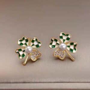 St. Patrick's Day Earrings for Women Green Shamrock Earrings Shamrock Dangle Earrings Four Leaf Clover Earrings Leaf Earrings Irish Holiday Jewelry Gifts for Women St Patrick's Day Accessories