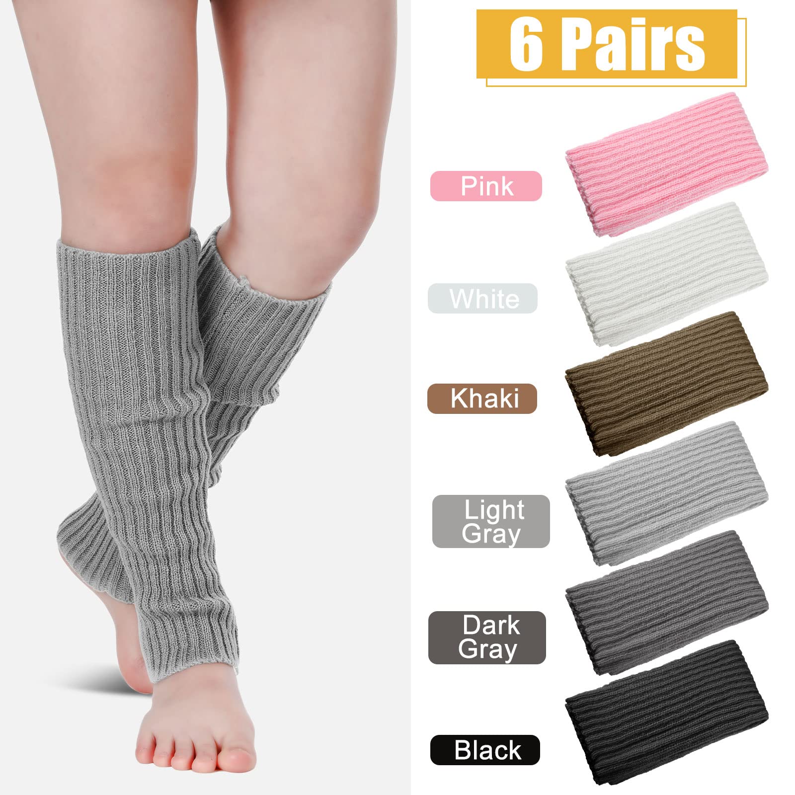 6 Pairs Kawaii Leg Warmers Japanese Style Knitted Loose Socks Leg Warmers for Girls Women Lolita Costume School (Classic Style)