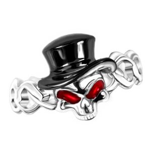 milakoo skeleton open ring black hat gentelman skull 925 sterling silver halloween gifts for women