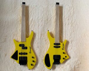 4 string bass/ 6 string lead fretless headless tremolo busuyi guitar right (yellow)