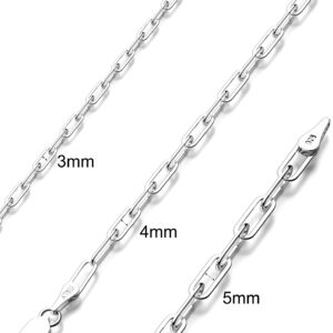 925 Sterling Silver Paperclip Chain Bracelet 4mm Silver Bracelet for Women Men Silver Bracelet 6.5-9 Inches (Silver 4mm, 7)