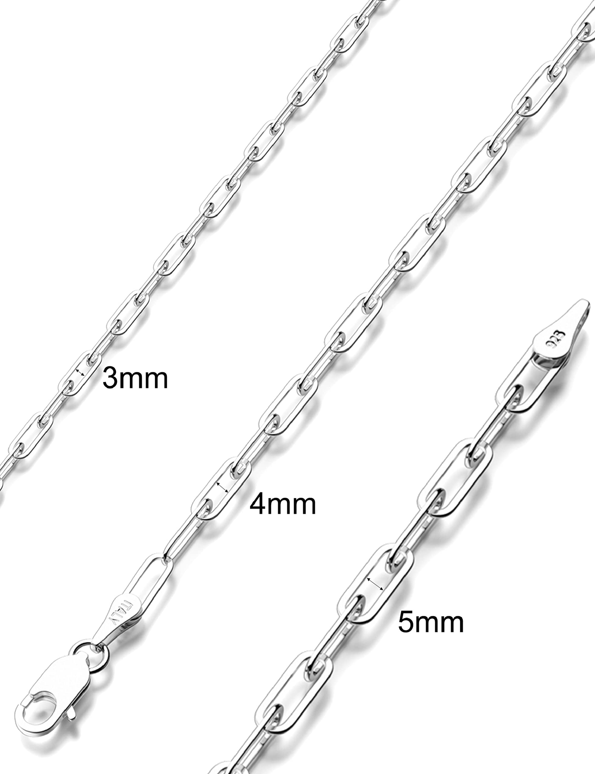 925 Sterling Silver Paperclip Chain Bracelet 4mm Silver Bracelet for Women Men Silver Bracelet 6.5-9 Inches (Silver 4mm, 7)