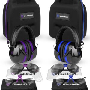 TradeSmart Gun Range Protection Duo Kit - Blue and Purple Shooting Eye and Ear Protection for Women and Men, U.S. Certified