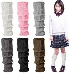 6 pairs kawaii leg warmers japanese style knitted loose socks leg warmers for girls women lolita costume school (classic style)