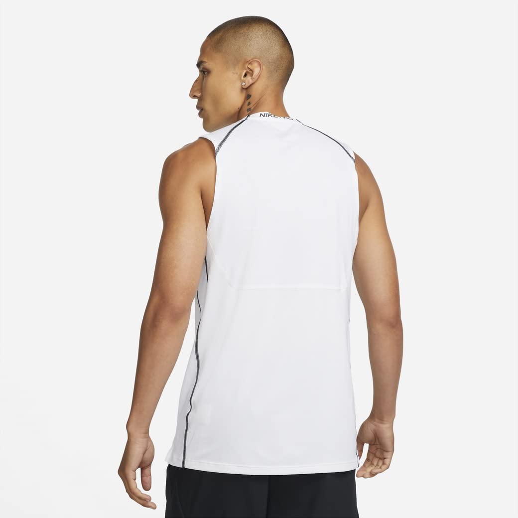 Nike Pro Dri-Fit Men's Slim Fit Sleeveless Top (as1, Alpha, xx_l, Regular, Regular, White/Black)