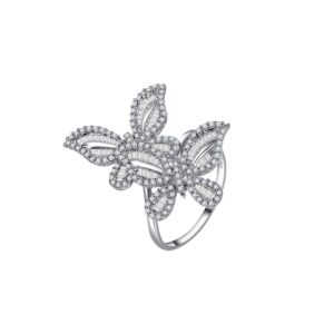 delicate butterfly wrap finger band sparkling rhinestone crystal cz couples butterfly open statement rings engagement promise ring wedding band fashion jewelry gifts for women girls