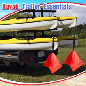 Oudain 2 Pieces Kayak Tow Flag Red Safety Flags Hooked Kayak Flag for Kayak Sup Canoes Towing Truck Boat Trailer Safety Warning Accessories Kit