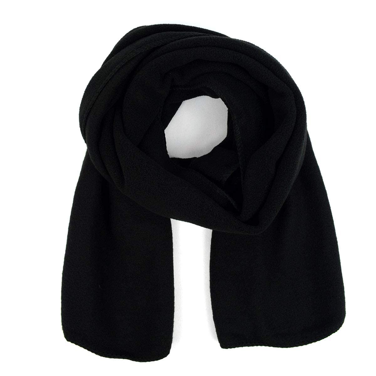 boxed-gifts Winter Polyester Fleece Scarf for Men and Women. Solid Colors - Black